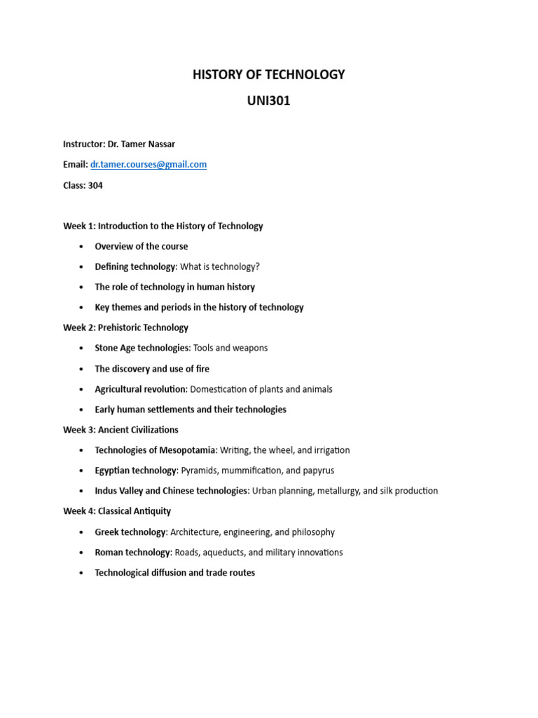 History of Technology Syllabus-24 | PDF | Science | Engineering