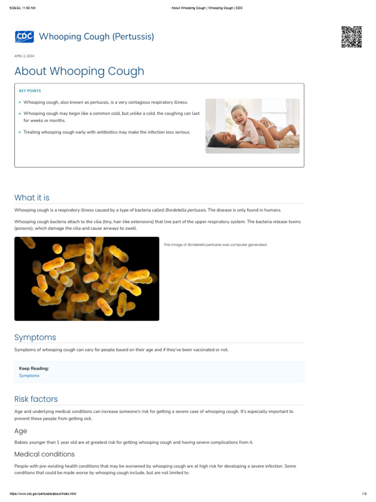 About Whooping Cough - Whooping Cough - CDC | PDF | Cough | Diseases ...