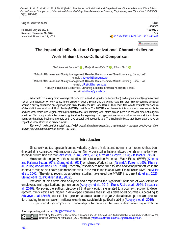 2024 The Impact of Individual and Organizational Charac | PDF | Factor ...