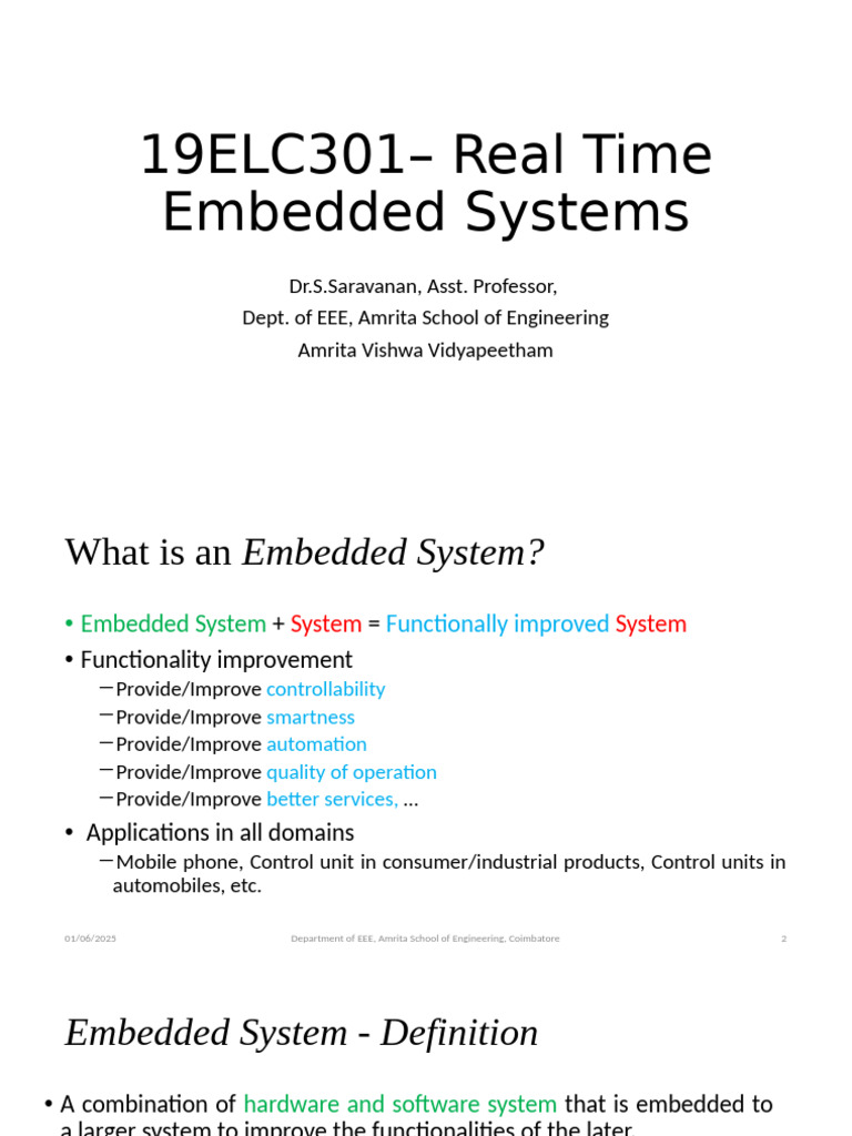 L1.Introduction to Embedded Systems | PDF | Embedded System | Central ... L1.Introduction to Embedded Systems | PDF | Embedded System | Central ...