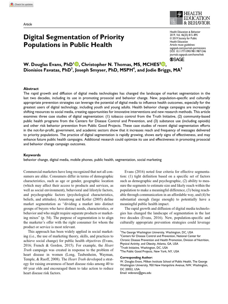 Digital Segmentation in Public Health | PDF | Market Segmentation ...