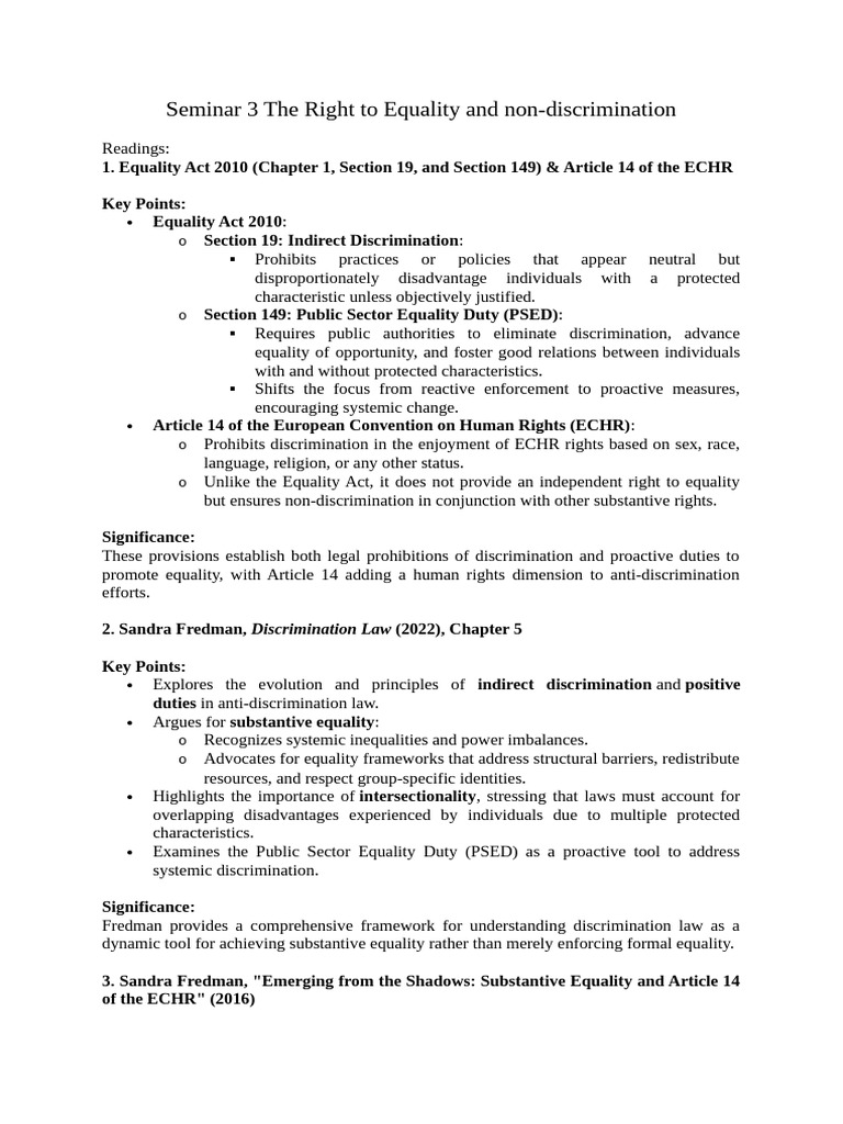 Seminar 3 Equality Pdf Intersectionality European Convention On