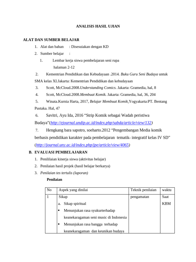 Analisis Hasil Ujian Seni Rupa XI | PDF