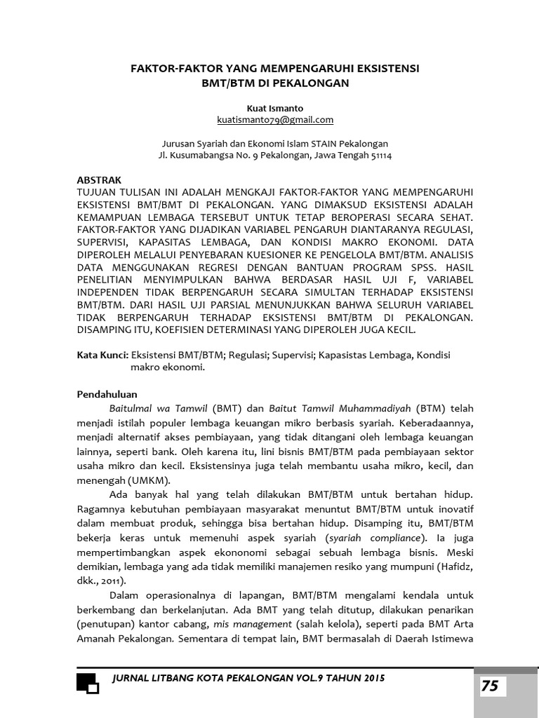 Faktor Mempengaruhi Eksistensi BMT | PDF