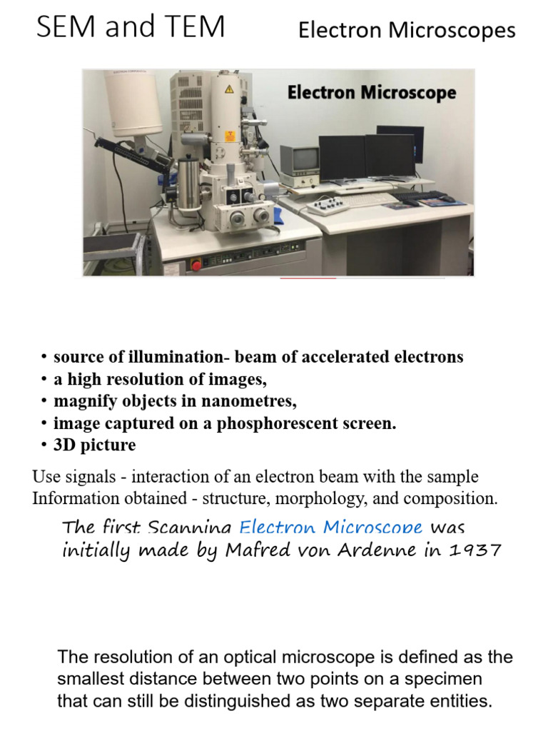 Unit 2.2 SEM and TEM | PDF | Scanning Electron Microscope | Microscope