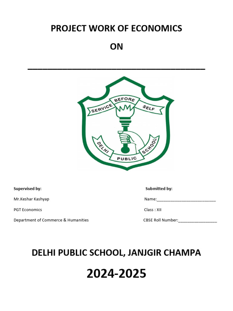 Economics Project Certificate Class 12 | PDF