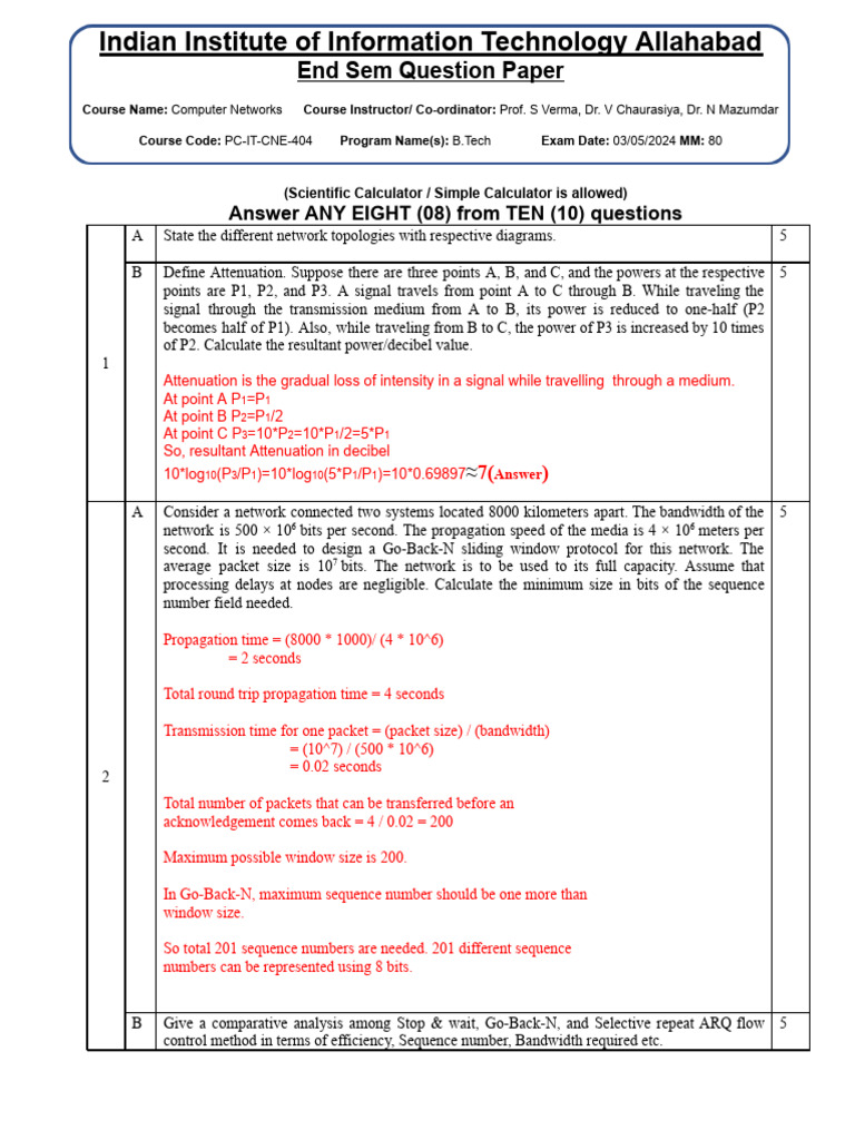 CN End Sem Solution | PDF | Transmission Control Protocol | Internet Protocols