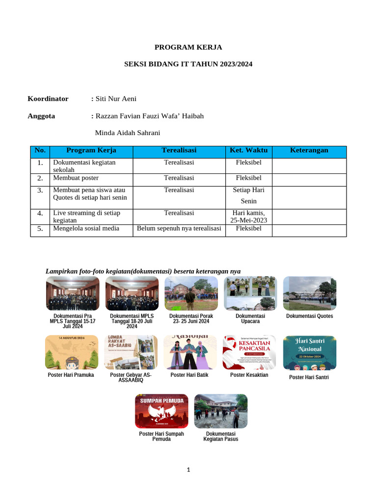 PROGRAM KERJA BIDANG IT | PDF