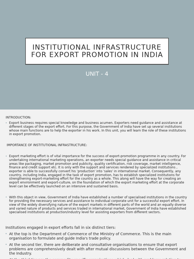 India's Export Promotion Framework | PDF