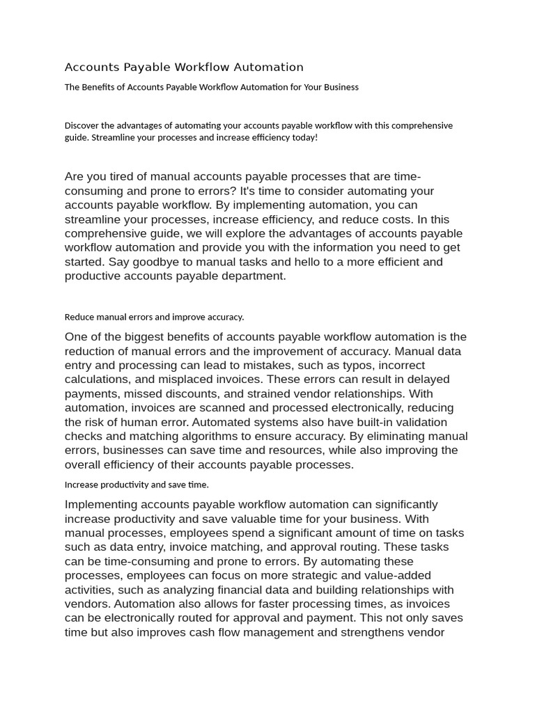 Accounts Payable Workflow Automation Pdf Accounts Payable Automation
