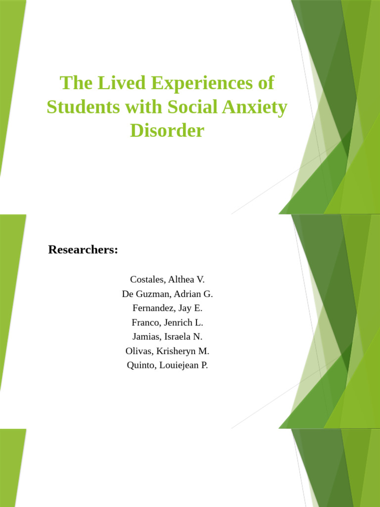 The Lived Experiences of Students With Social Anxiety | PDF | Social ...