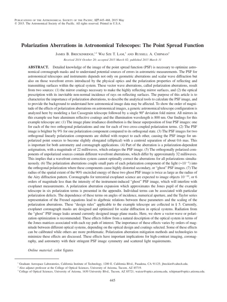Breckinridge 2015 PASP 127 445 | PDF | Polarization (Waves) | Optics