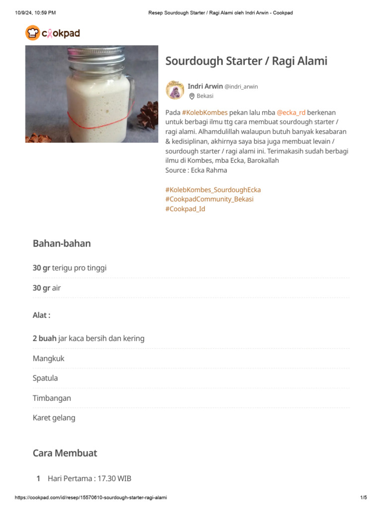 Resep Sourdough Starter Alami | PDF