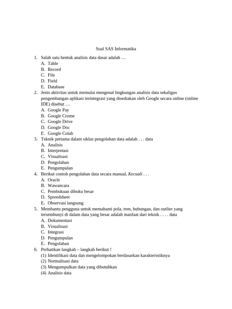 Soal PAS Informatika _2024 | PDF