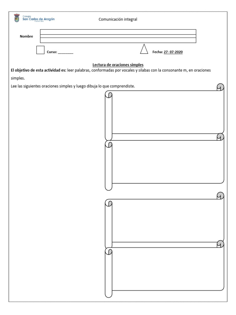27 07 2020 Lectura de Oraciones Simples | PDF