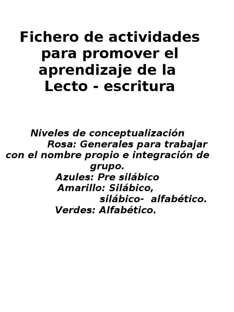 Fichero de Actividades Lecto Escritura Margarita Gomez Palacios