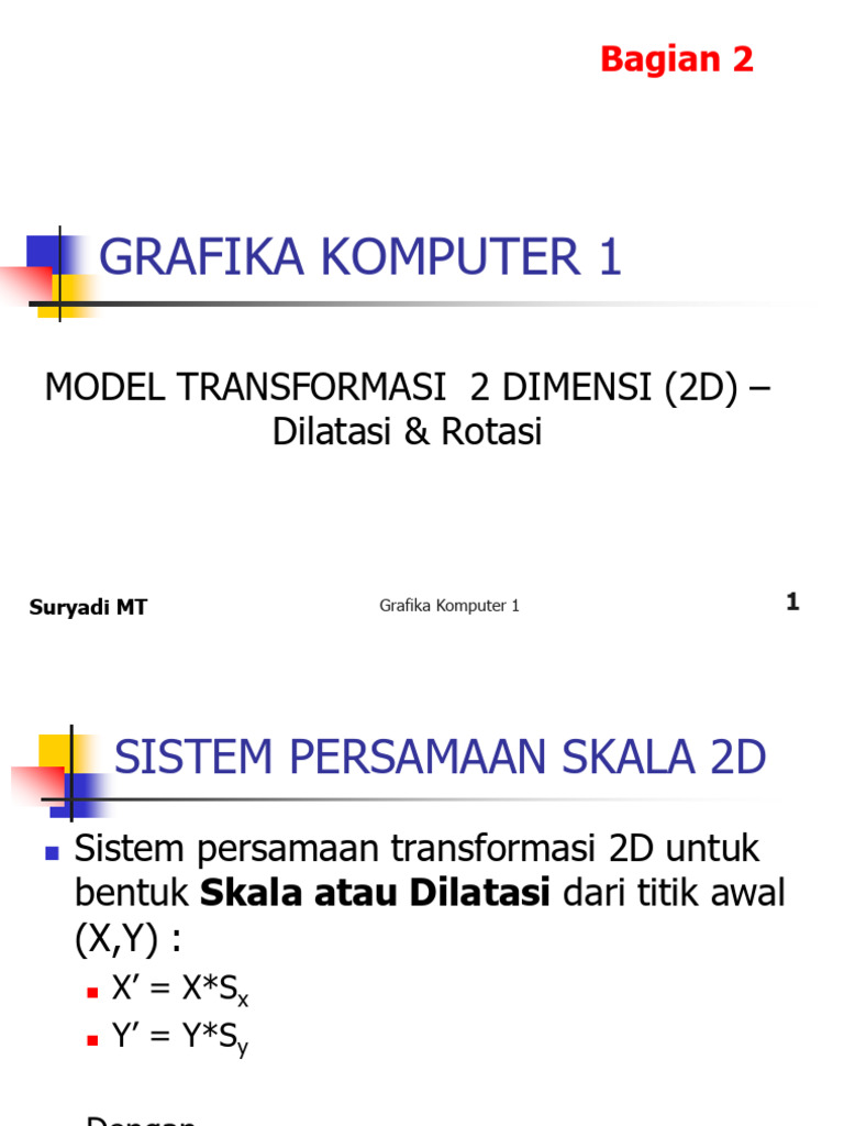 KULIAH - 5 TRANSFORMASI MATRIKS 2D 2023 Bagian 2 | PDF