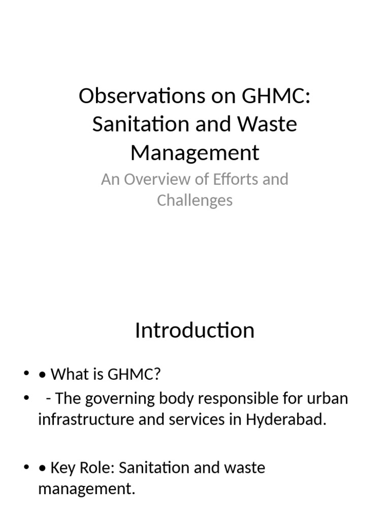 GHMC Sanitation Presentation | PDF GHMC Sanitation Presentation | PDF