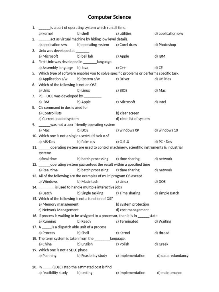 Computer MCQs final-1 | PDF | Operating System | Dos