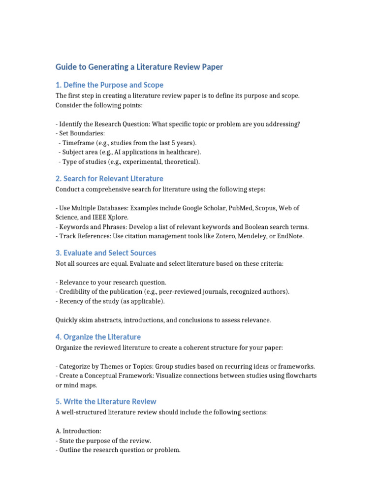 Literature Review Guide Extended | PDF | Methodology | Literature Review