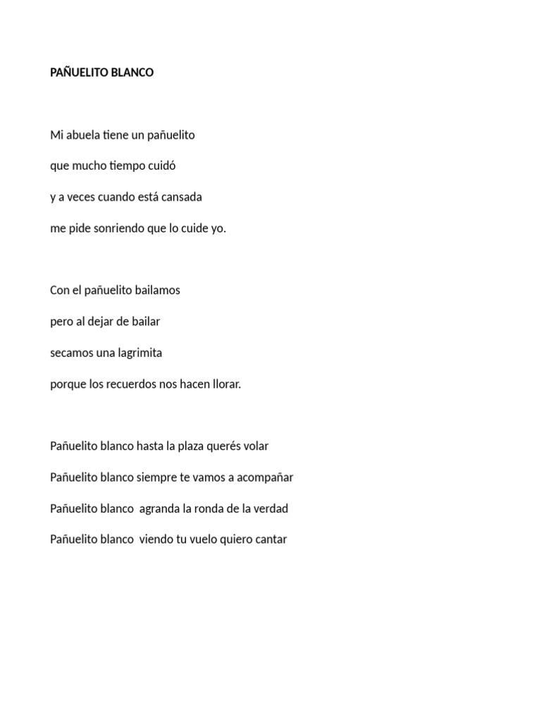 Pañuelito Blanco Letra | PDF