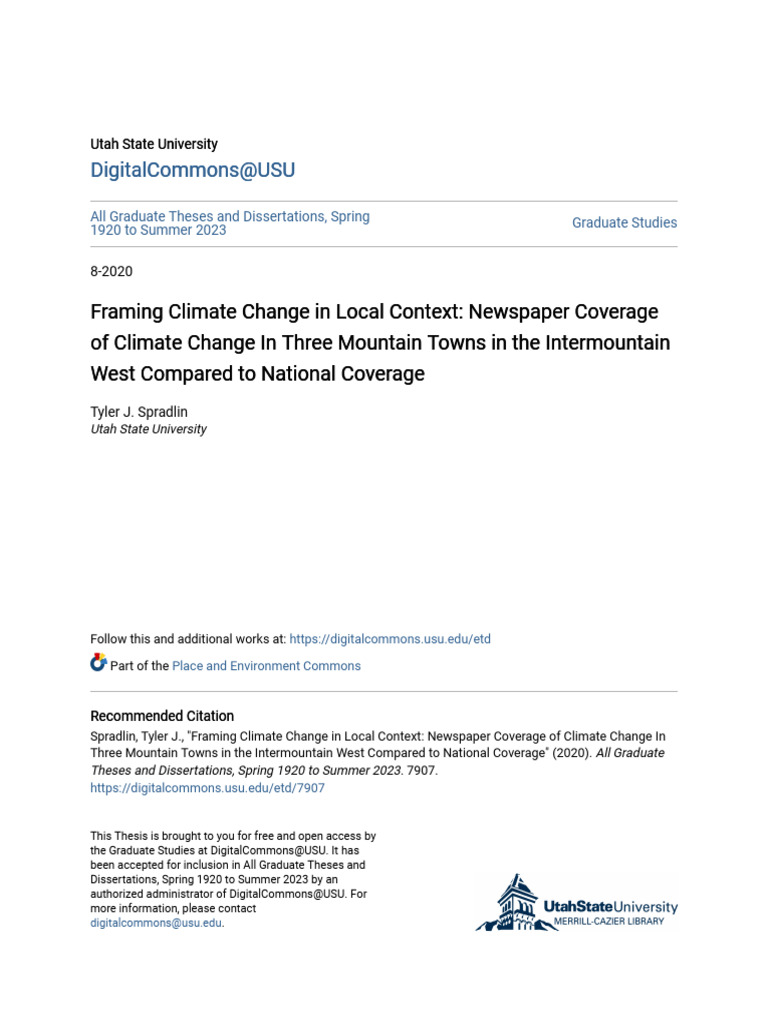 Framing Climate Change in Local Context_ Newspaper Coverage of Cl | PDF ...