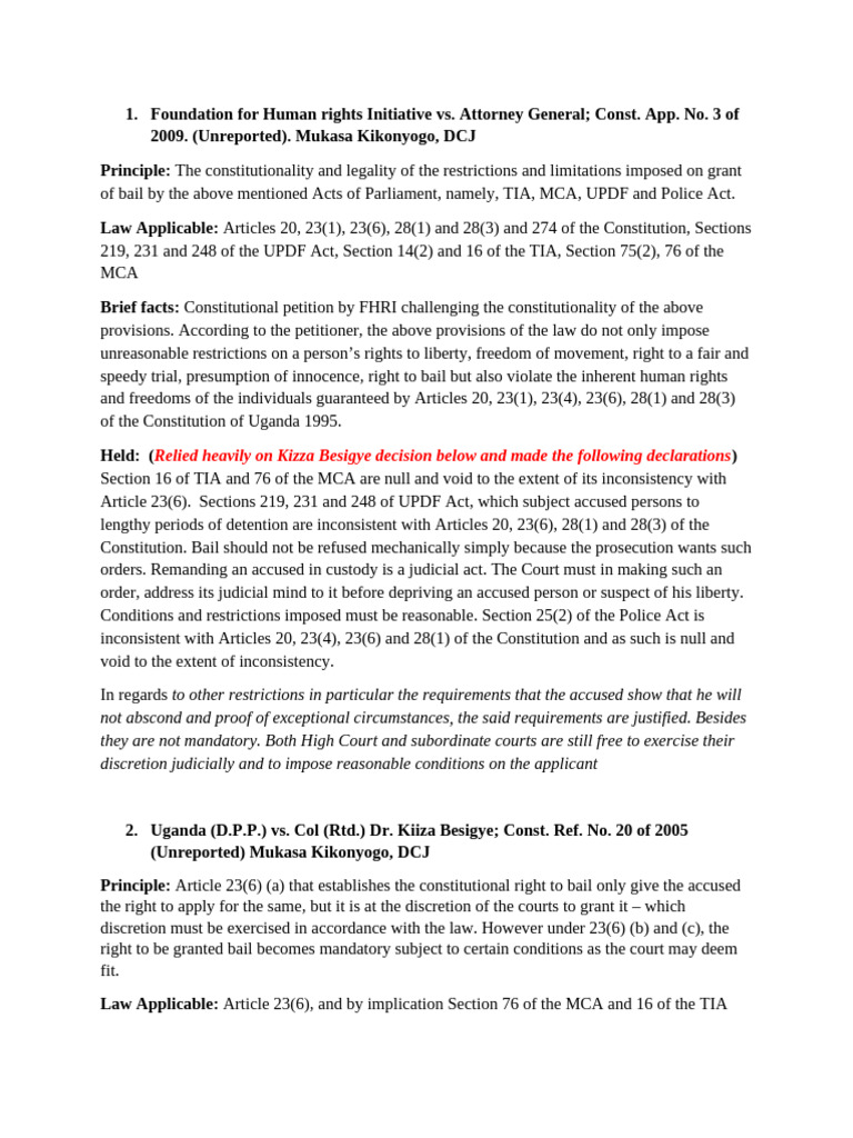 Firm X Key Decisions On Bail. Cases 5,6,7 | PDF | Bail | Arrest