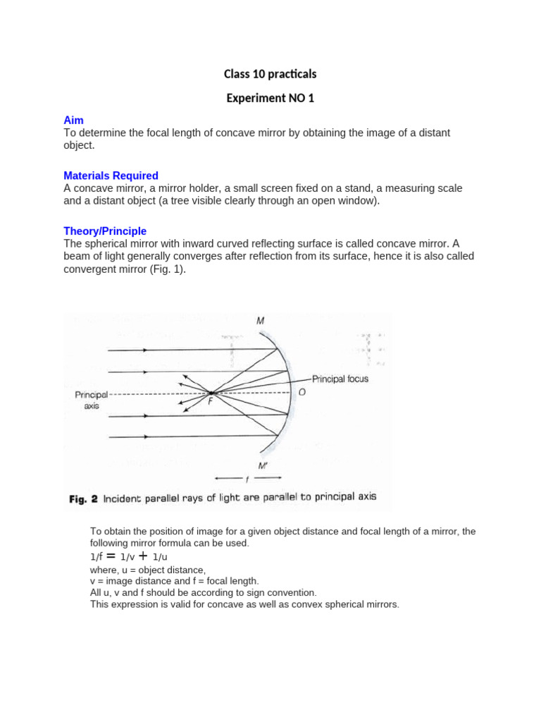 class 10 Practical | PDF | Mirror | Optics