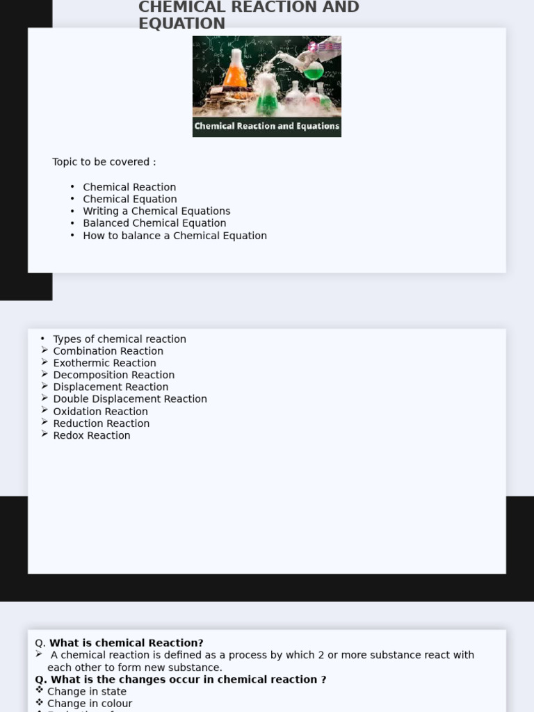 Chemical Reaction and Equation | PDF | Chemical Reactions | Redox