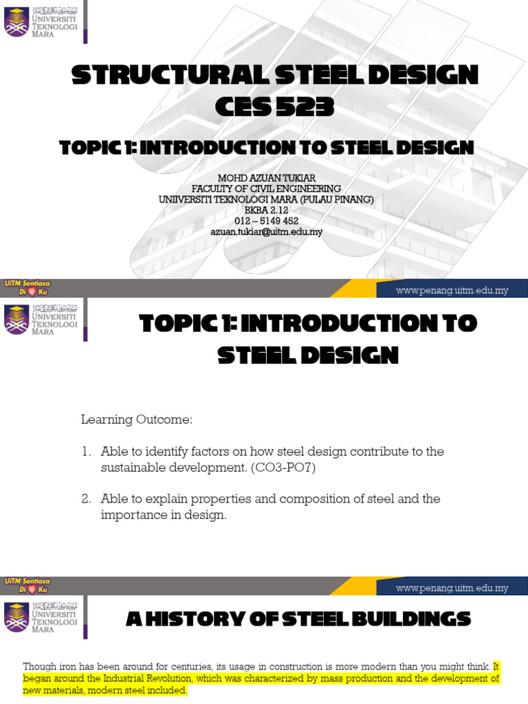 1. INTRODUCTION TO STEEL DESIGN | PDF | Ductility | Materials Science