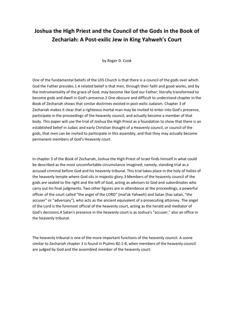 Joshua The High Priest and The Council of The Gods in The Book of ...
