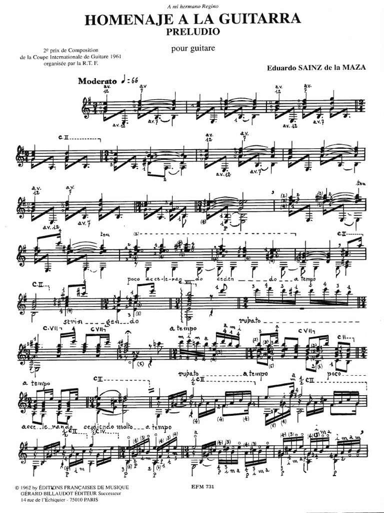 Homenaje A La Guitarra by Eduardo Sainz de La Maza | PDF