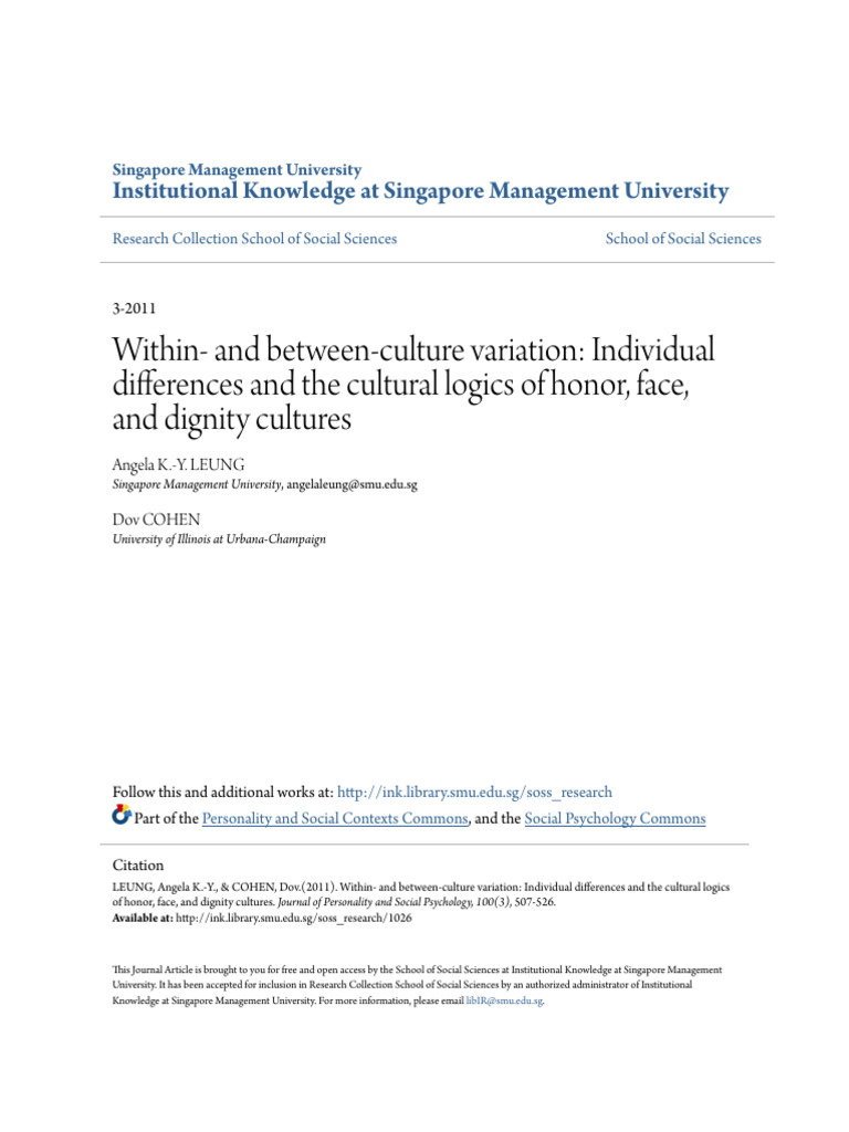 Within - and Between-Culture Variation - Individual Differences and The ...