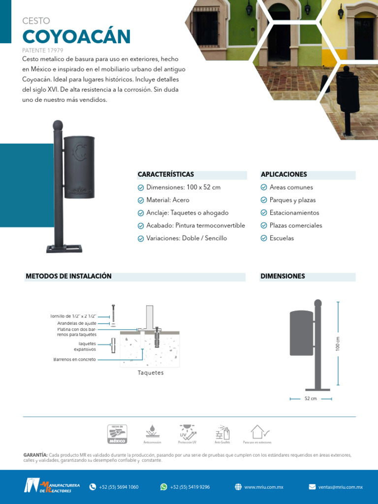 MR Ficha Tecnica Cesto Coyoacan - 2022 | PDF | Ingeniería de Edificación | Materiales
