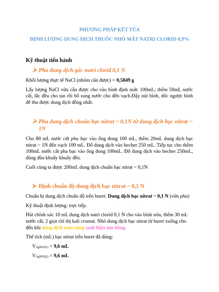 định lượng thuốc nhỏ mắt natri clorid 0,9% | PDF