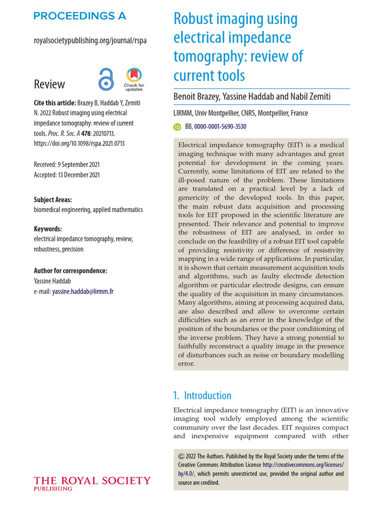 EIT - brazey2021 | PDF | Inverse Problem | Robust Statistics