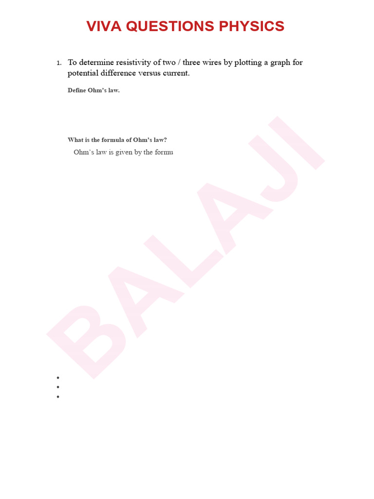 Practical Viva PHYSICS | PDF | Semiconductors | Electrical Resistance And Conductance