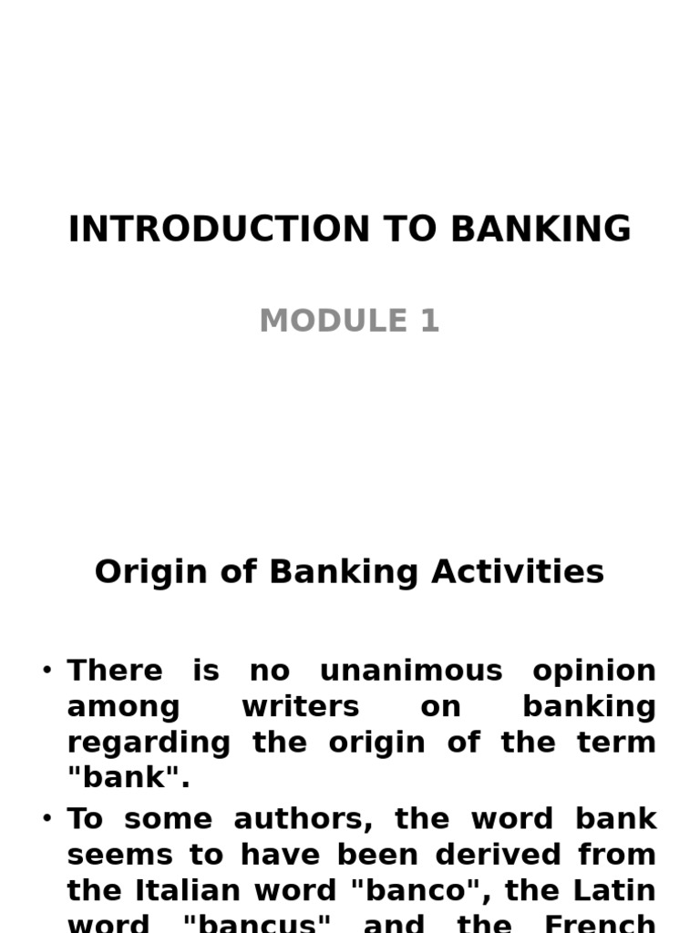 Bi of 1. Module - Introduction to Banking-1 | PDF | Banks | Reserve ...