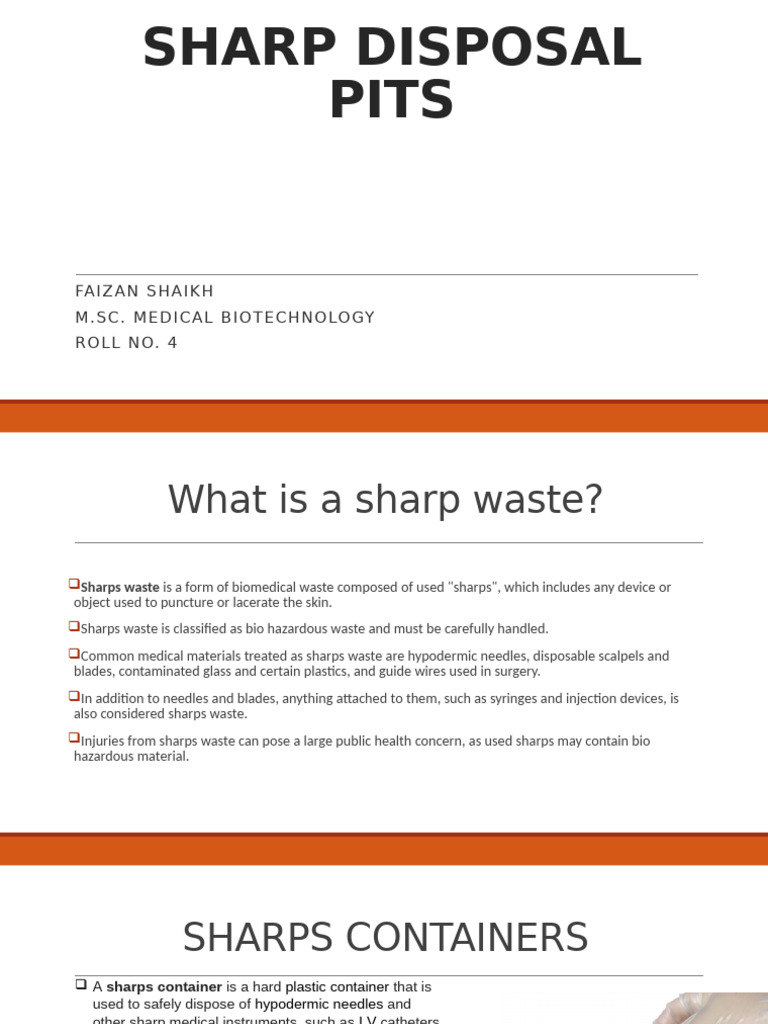Sharp Disposal Pits | PDF | Pollution | Waste