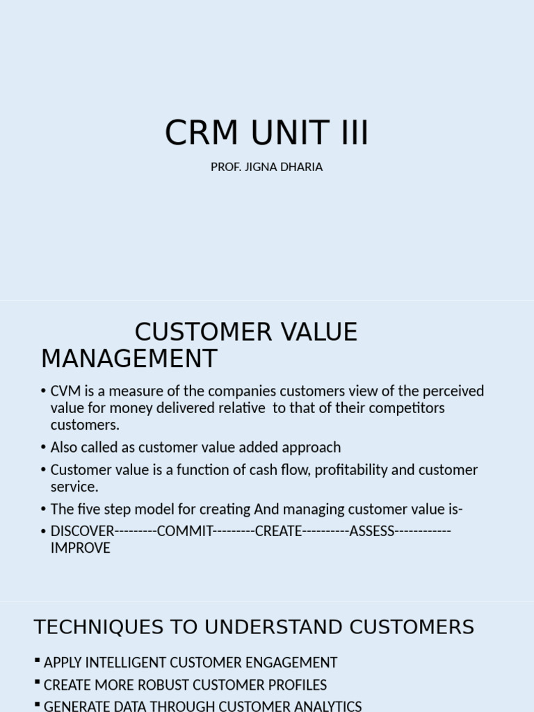 CRM UNIT III | PDF | Customer Relationship Management | Employee Retention