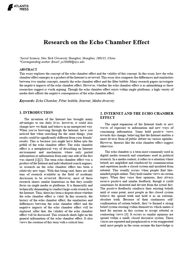 Research On The Echo Chamber Effect | PDF | News