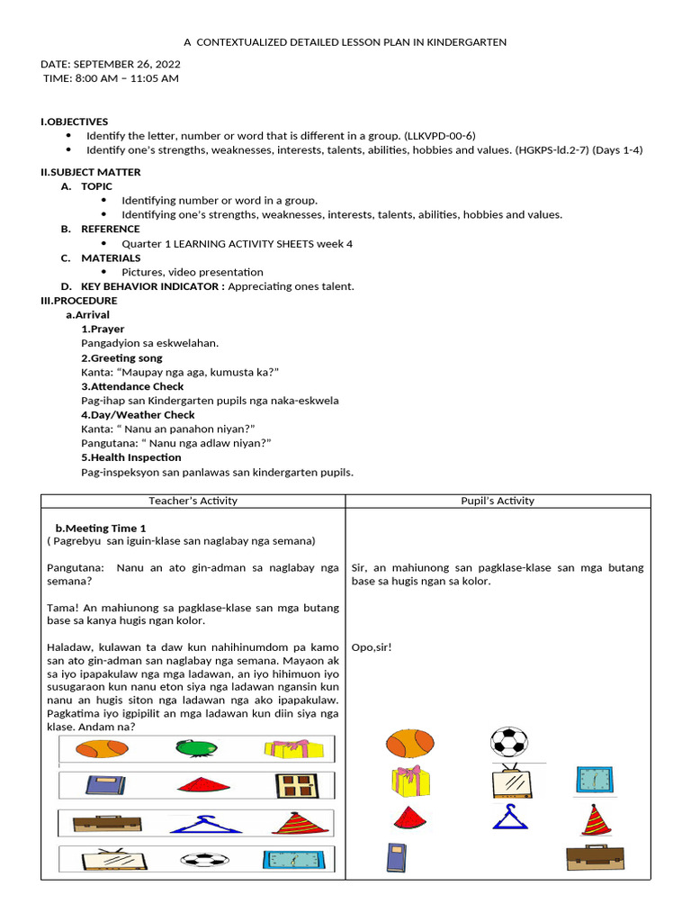 Cot A Detialed Lesson Plan in Kindergarten | PDF