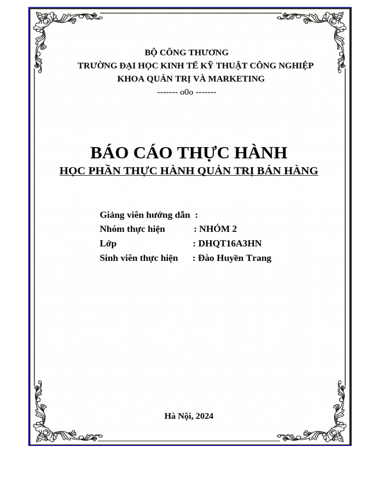 Đào Huyền Trang - DHQT16A3HN- TH QTBH | PDF