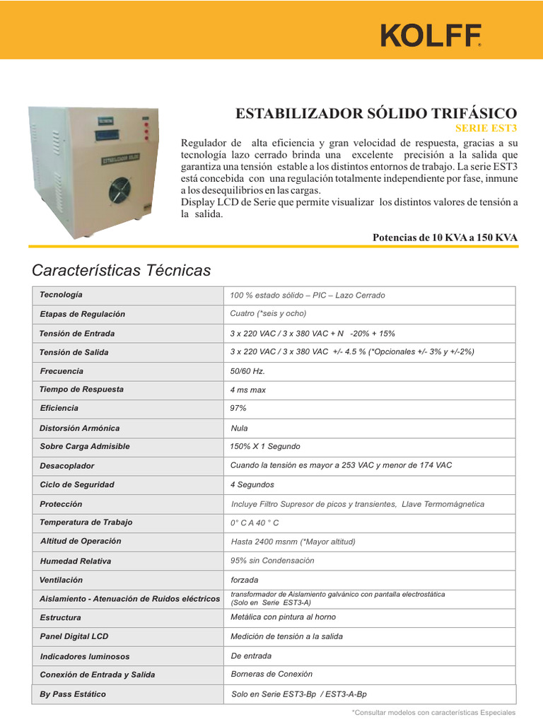 Estabilizador Trifásico EST3 | PDF | Electrónica | Electricidad