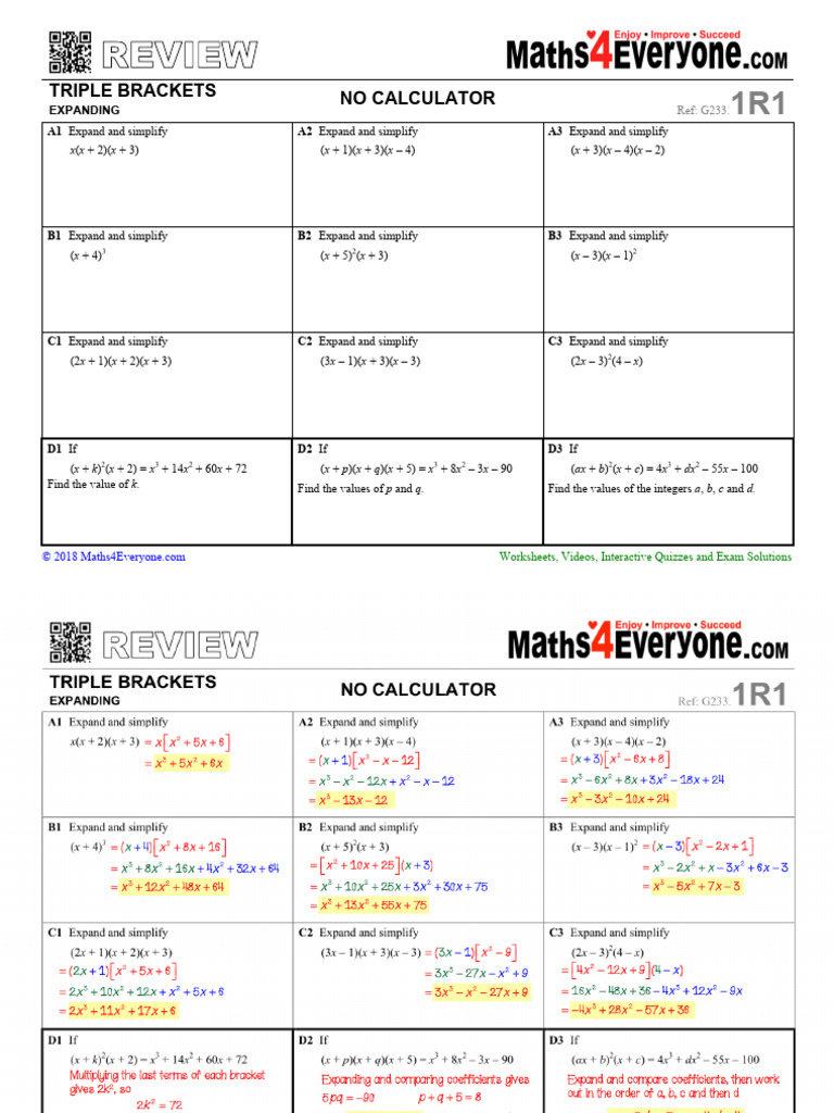 3.3 Expanding Brackets (Triple) | PDF
