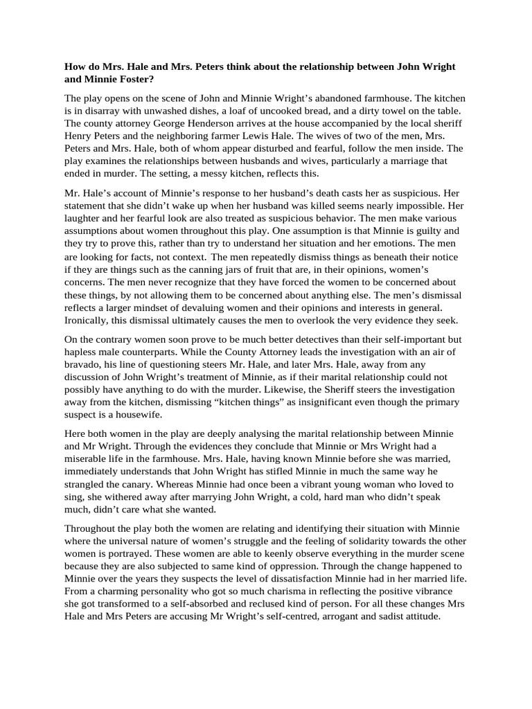 Relationship Between MR Wright and Mrs Wright | PDF