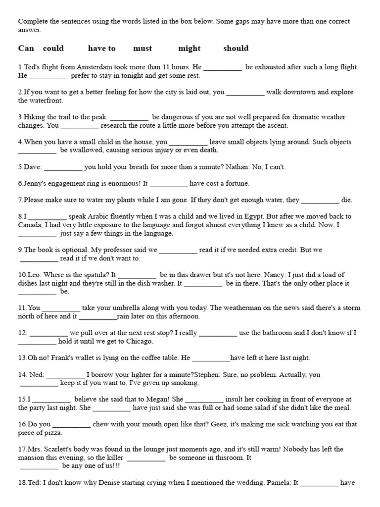 Modals mixed exercises | PDF