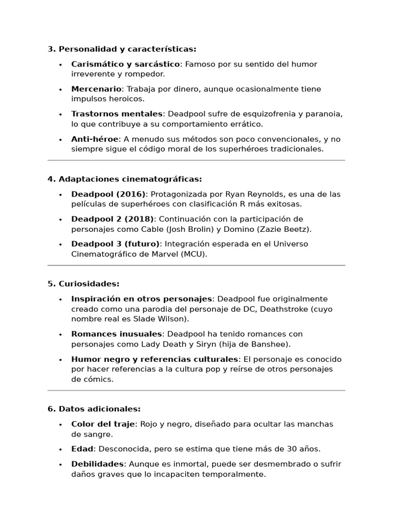 Deadpool Referencias | PDF | Hombre araña