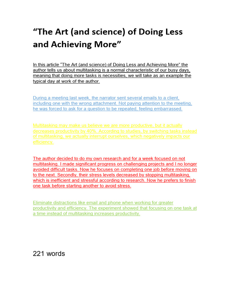 The Art (And Science) of Doing Less and Achieving More | PDF
