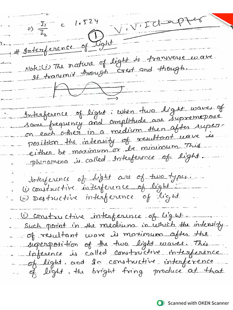 Interference of Light Optics by Gopal Sir English | PDF